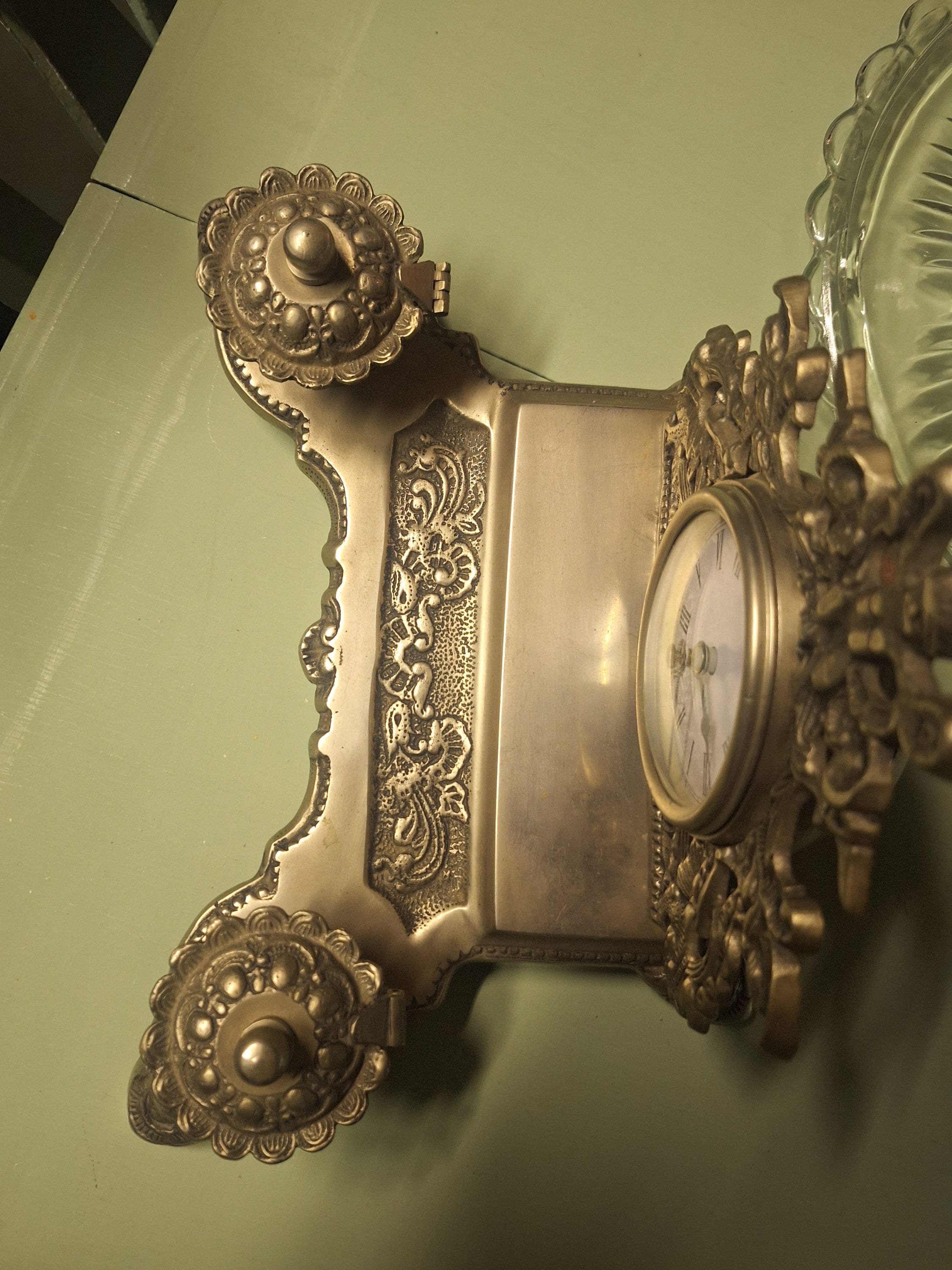 Vintage Pewter Cherub Double Ink Well Clock - Etsy