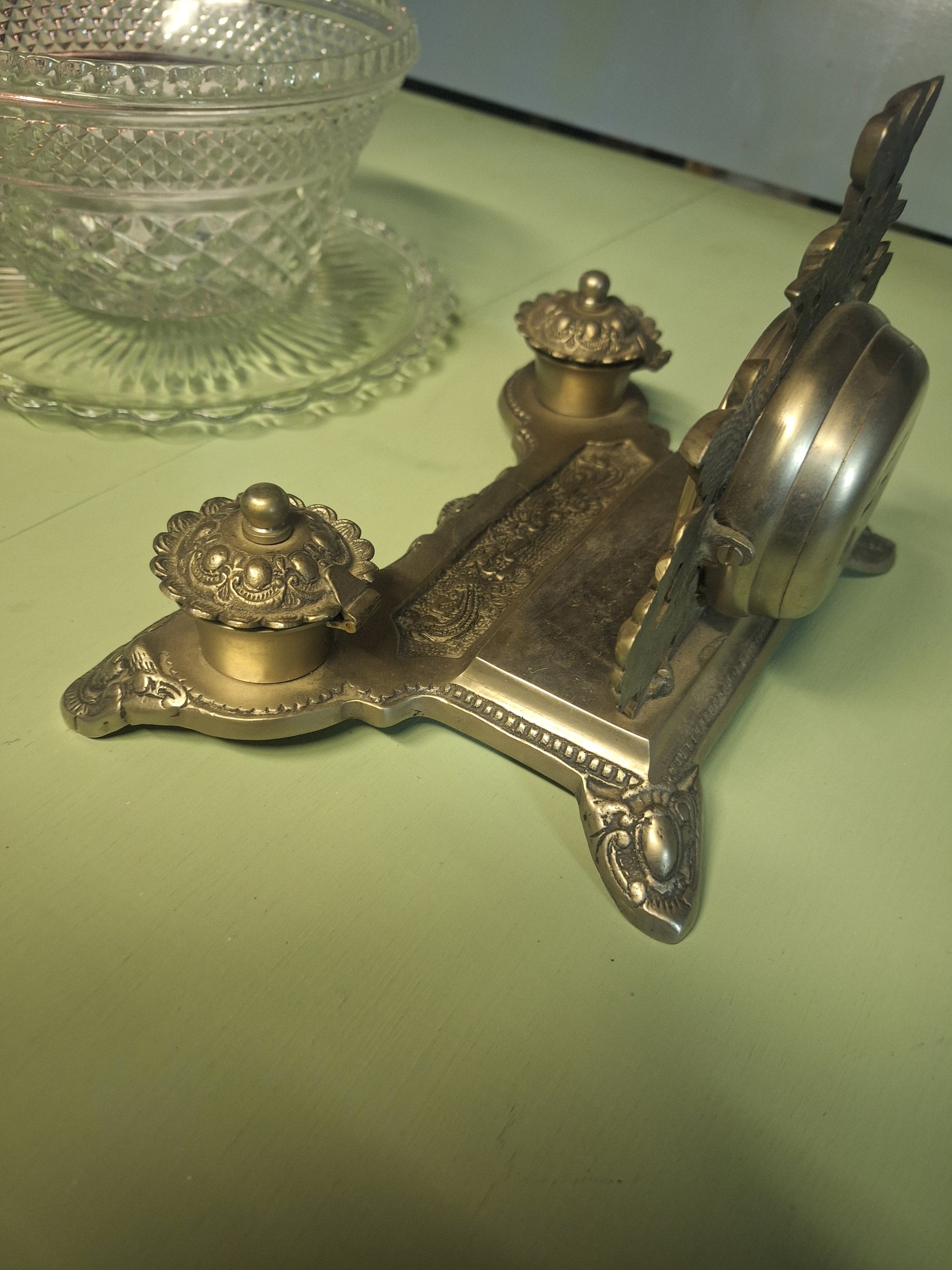 Vintage Pewter Cherub Double Ink Well Clock - Etsy