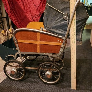 Unique Vintage Haywood Wakefield Baby Buggy Leather and Wood - Etsy