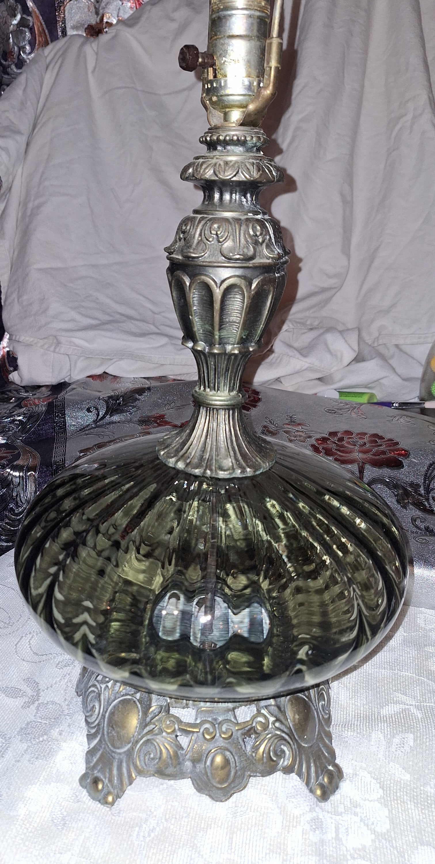 Vintage Green Swirl Falkenstein Lamp Base - Etsy