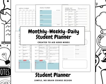 ADHD Planner for Students and Young Adults, ADHD Planner for School ...