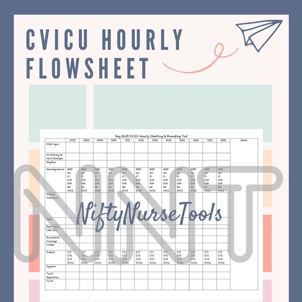 Cvicu Hourly Flowsheet - Etsy