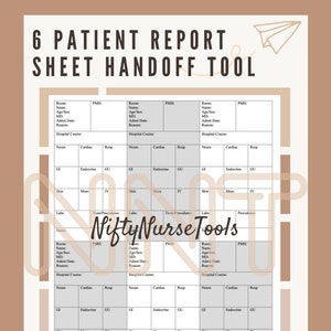 6 Patient Nursing Handoff Tool - Digital Download - Etsy
