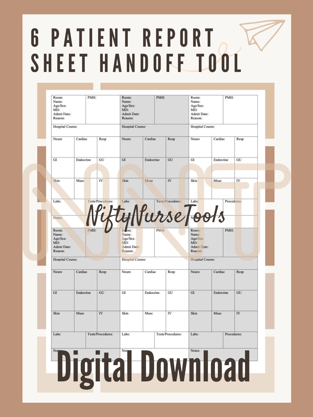 6 Patient Nursing Handoff Tool Digital Download Etsy