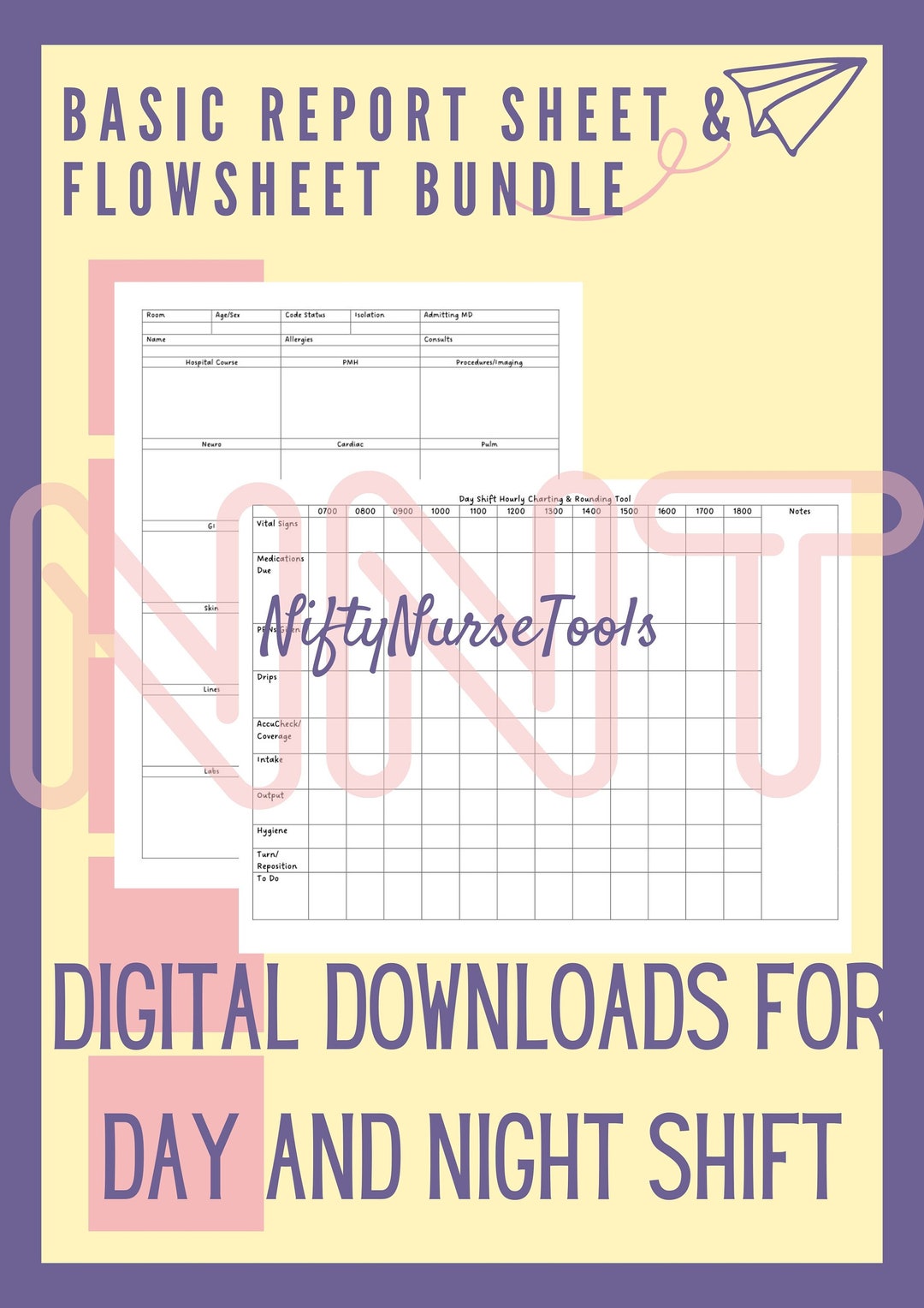 Basic Handoff Report Sheet and Hourly Flowsheet Bundle for Nurses ...