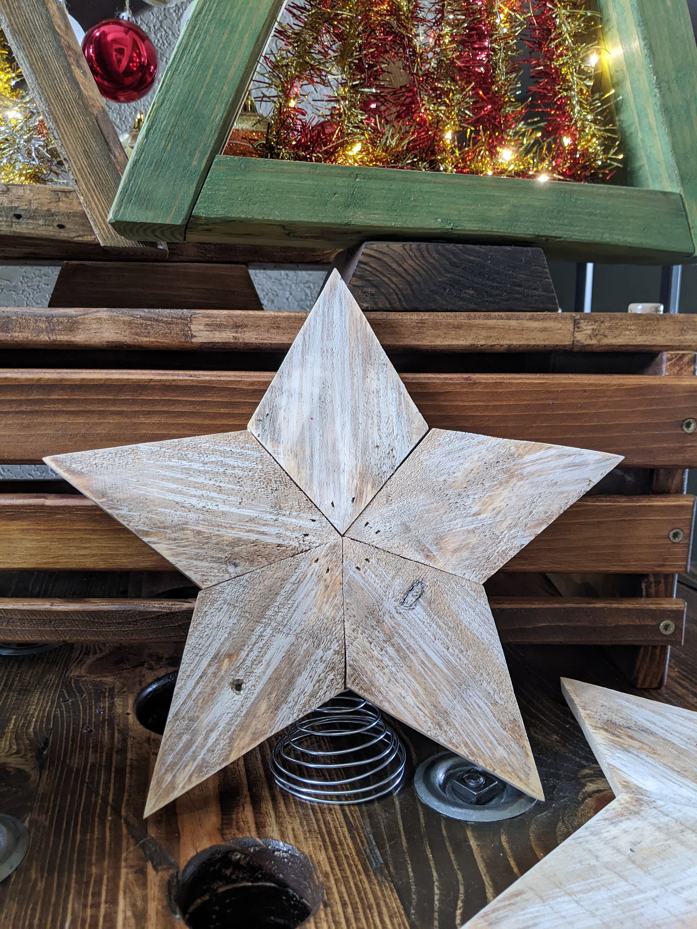 Wood Star Christmas Tree Topper - Rustic Reclaimed Wood Farmhouse Style ...