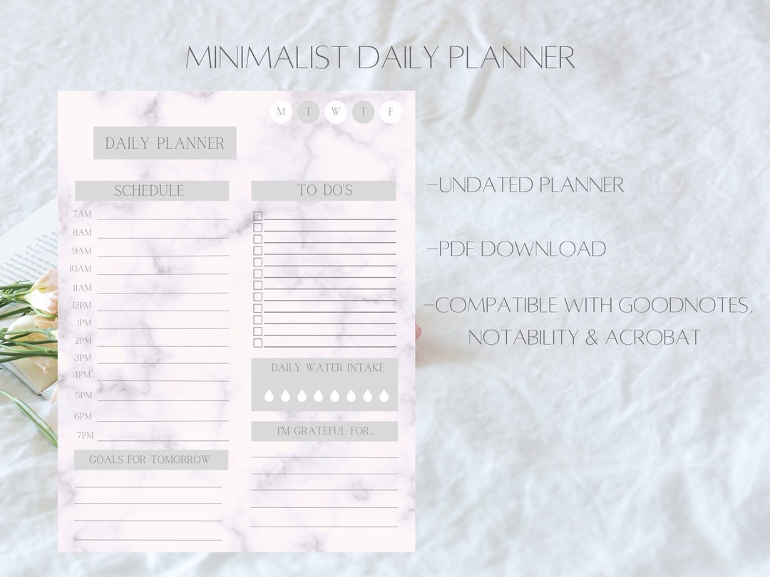 Minimalist Daily Planner, Undated Digital Planner, Goodnotes Planner ...