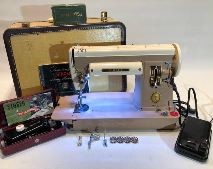 Vintage Singer 301A Light Brown Oyster White Short Bed Slant Sewing ...