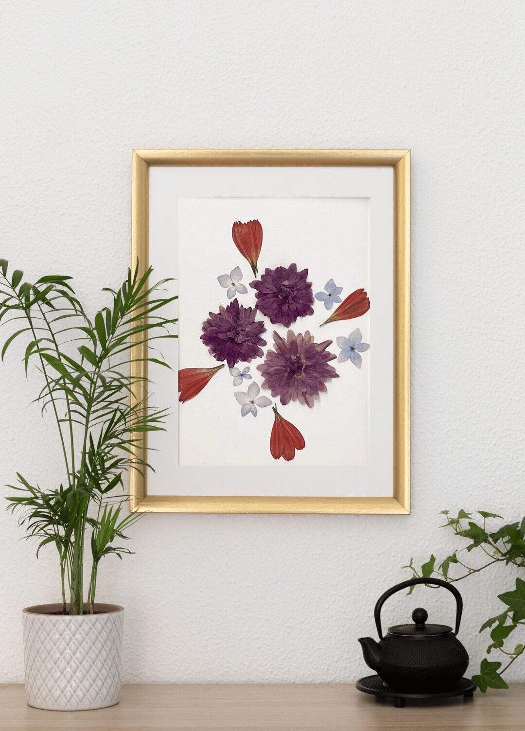 Original Real Pressed Flower Art, Pressed Floral Art, Real Dried Plants ...