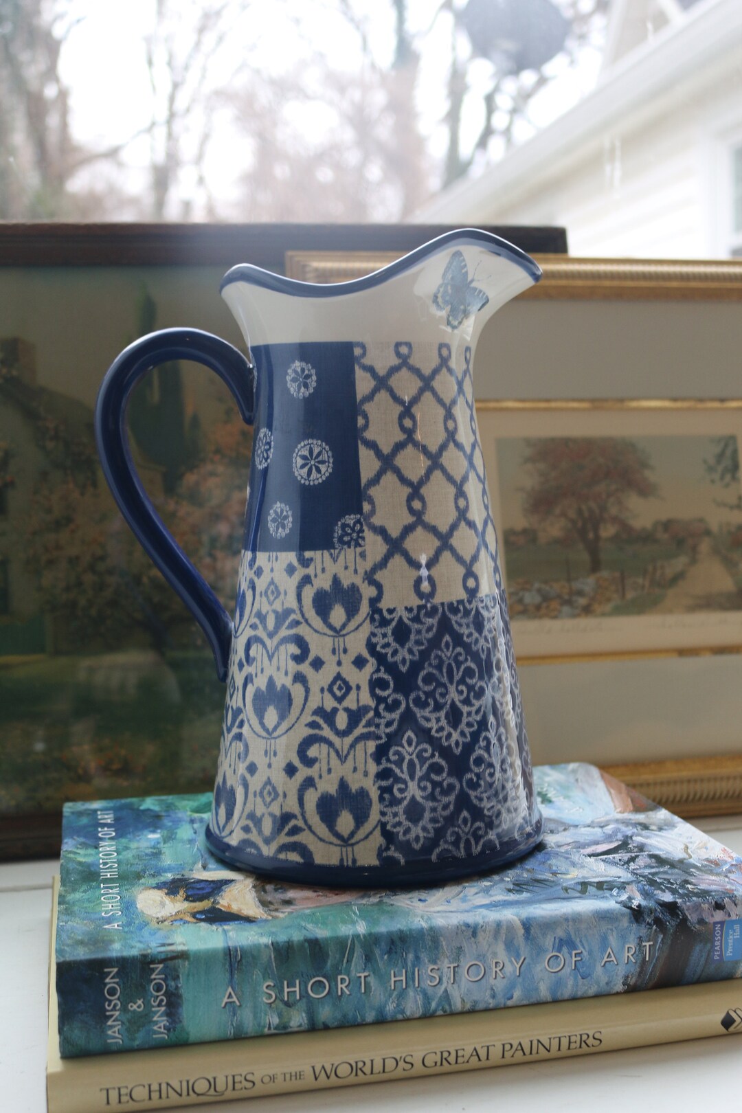 Blue & White Pitcher - Etsy