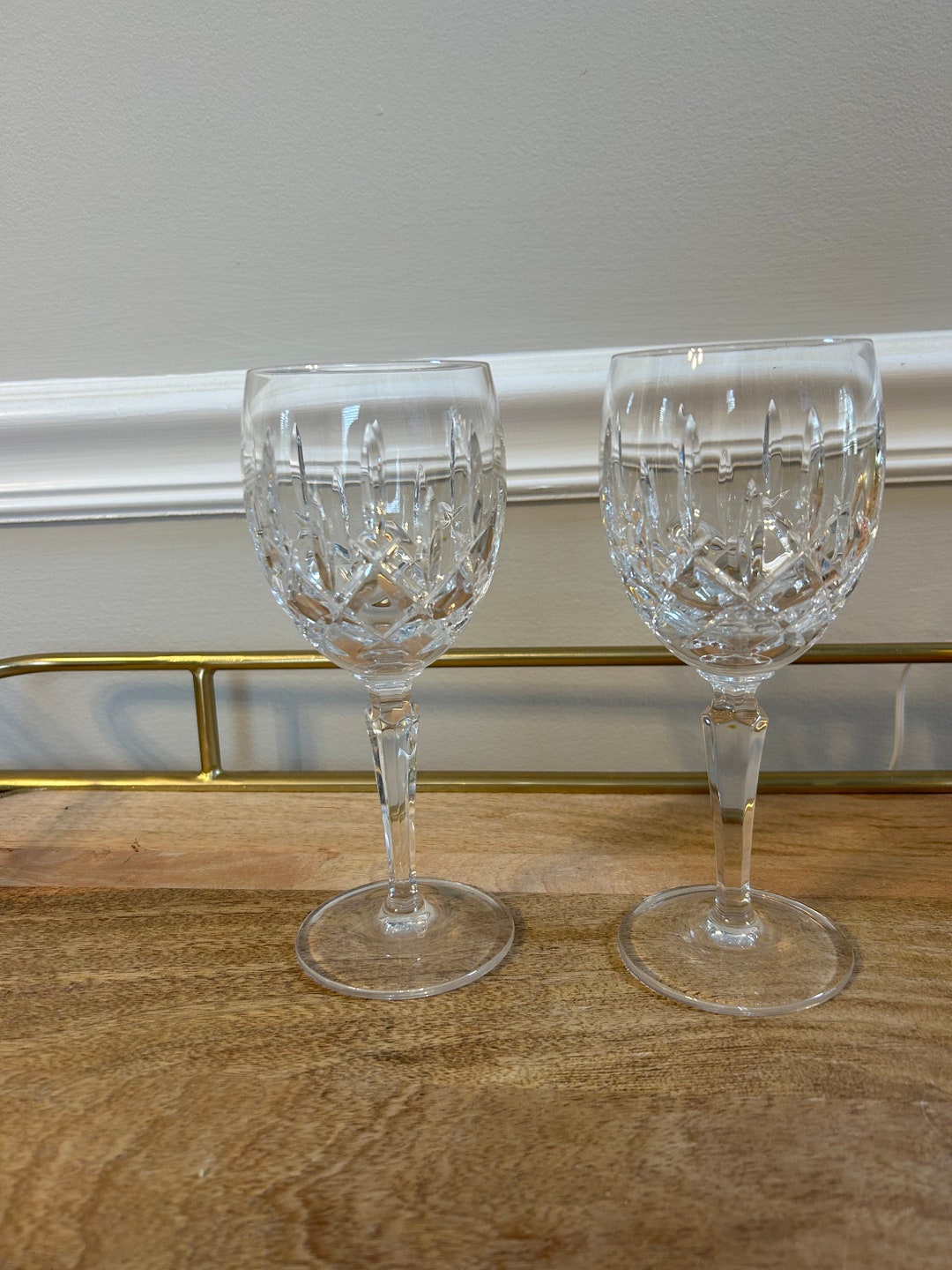 Gorham Crystal Set of Two Tall Wine Glasses / Lady Anne Glasses / Blown ...