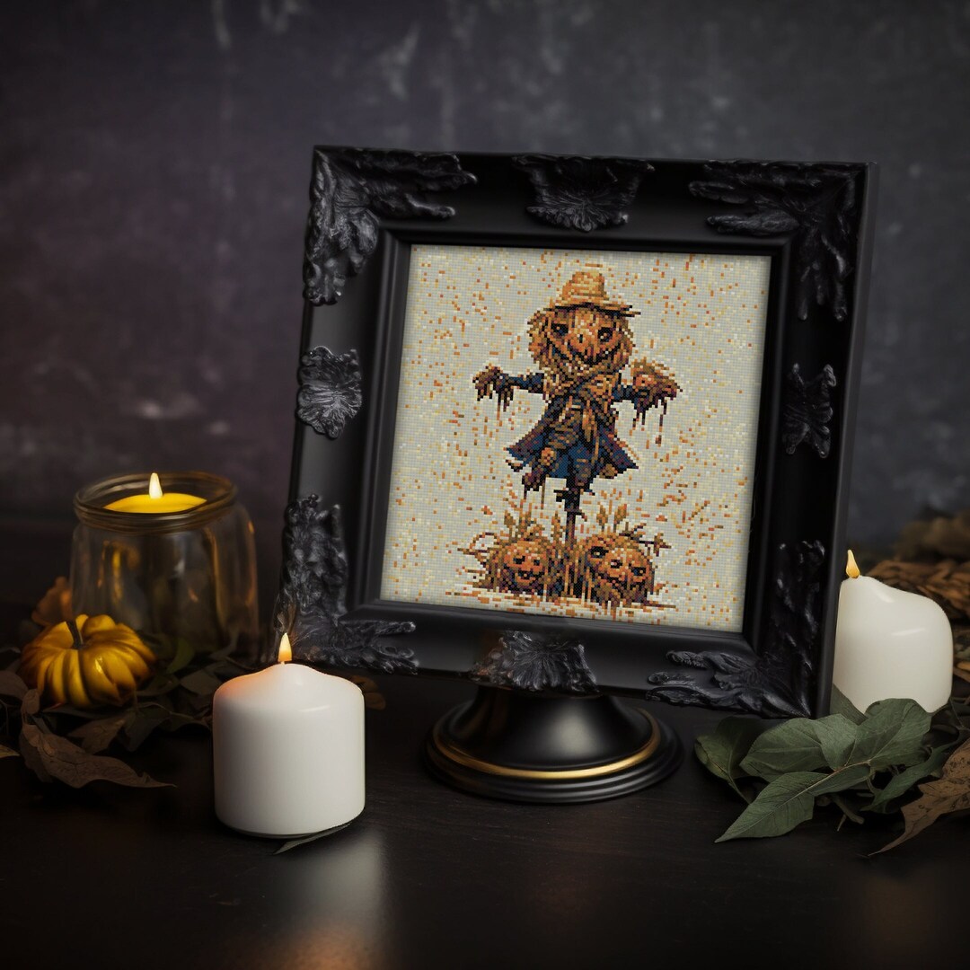 Scarecrow Cross Stitch Pattern: Gothic Halloween Decor (PDF) - Etsy