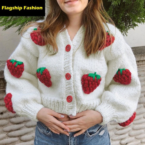 Strawberry Cardigan - Etsy