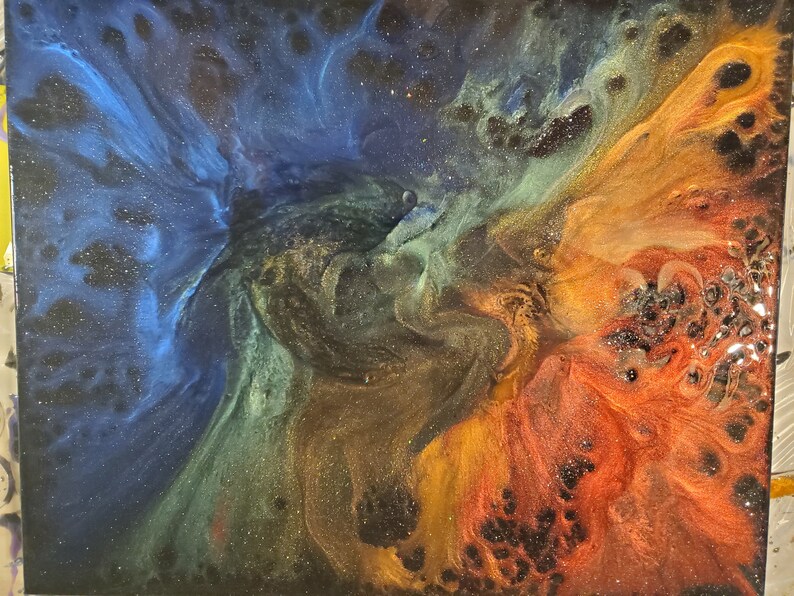 Rainbow Resin Nebula on Canvas - Etsy