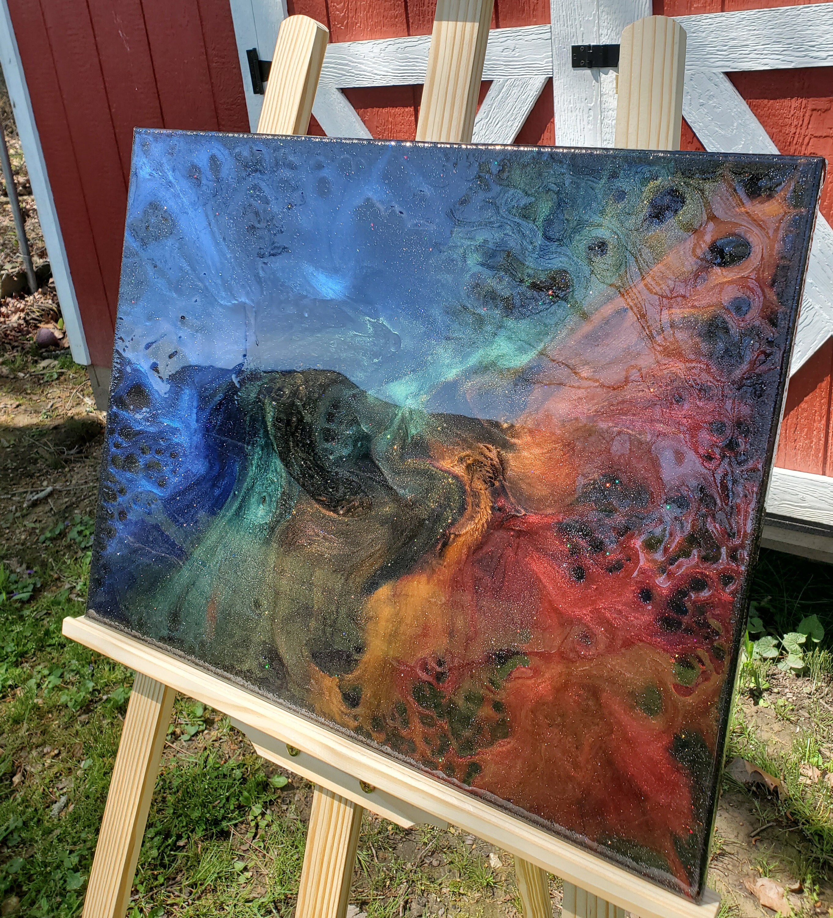 Rainbow Resin Nebula on Canvas - Etsy