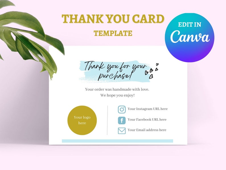 Tarjetas de agradecimiento imprimibles Plantilla empresarial Etsy Pequeñas empresas Gracias por ...