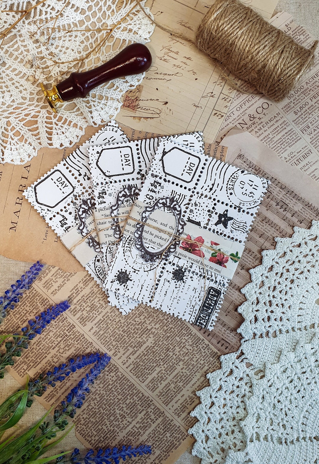 Set of 5 Die Cut I Postal Stamps Die Cuts I Hand Stamped I Paper Die ...