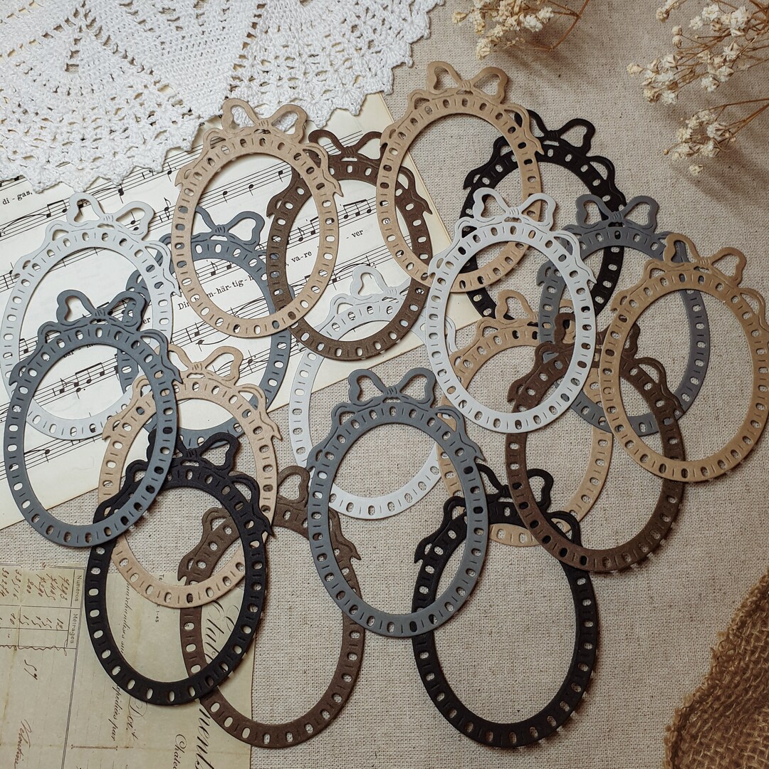 Set of 5 Die Cuts I Oval Frames With Bow I Die Cuts I Paper Die Cuts I ...