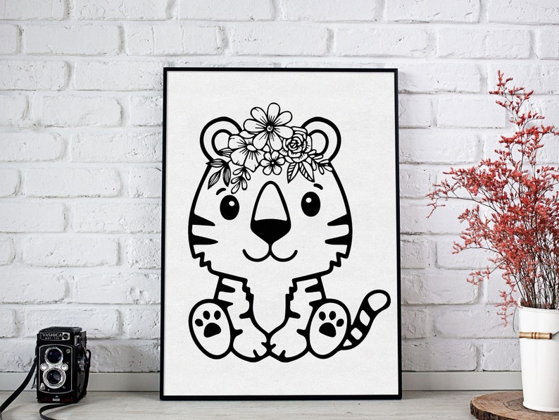 Baby Tiger SVG, Cute Tiger Girl, Animal Silhouette Cricut, Tiger With ...