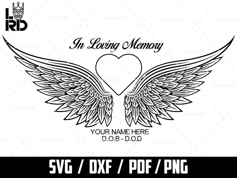 In Memory Angel Wings SVG, Memorial Svg, SVG File for Cricut, Create ...