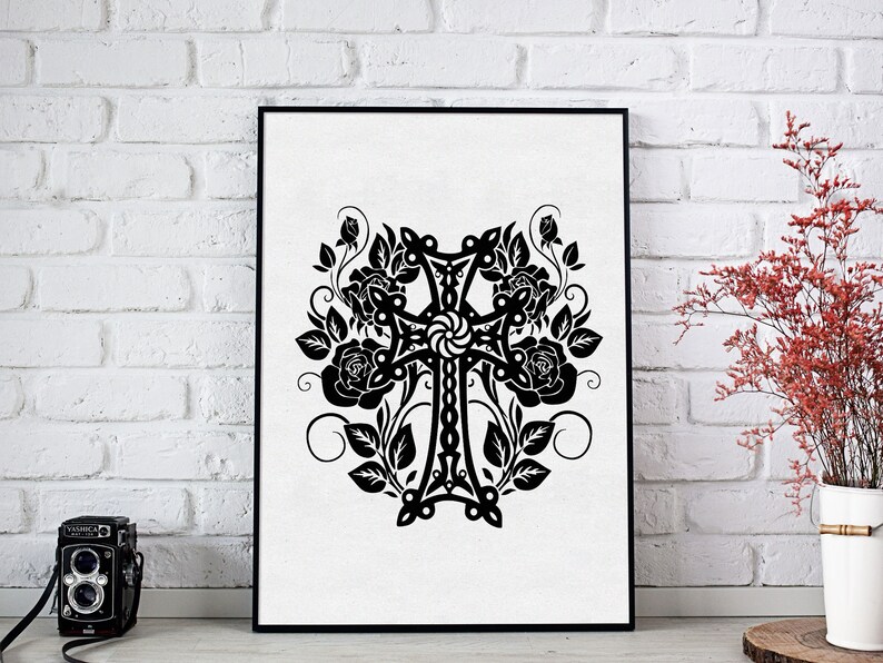 Cross With Roses SVG, Cross SVG File, Christian PNG, Religious Cross ...