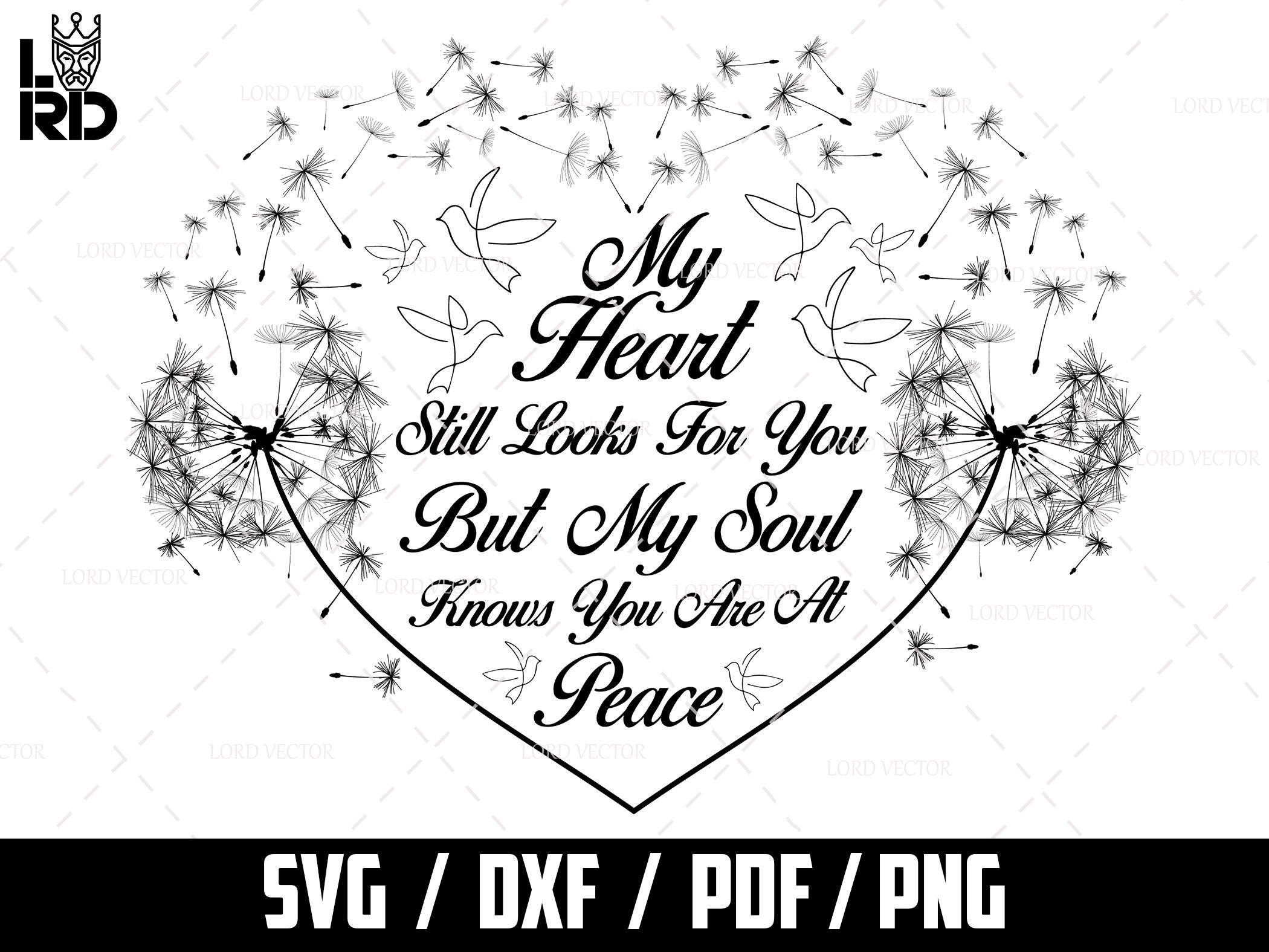 Memorial Heart SVG: in Loving Memory Dandelion Design (digital Download ...