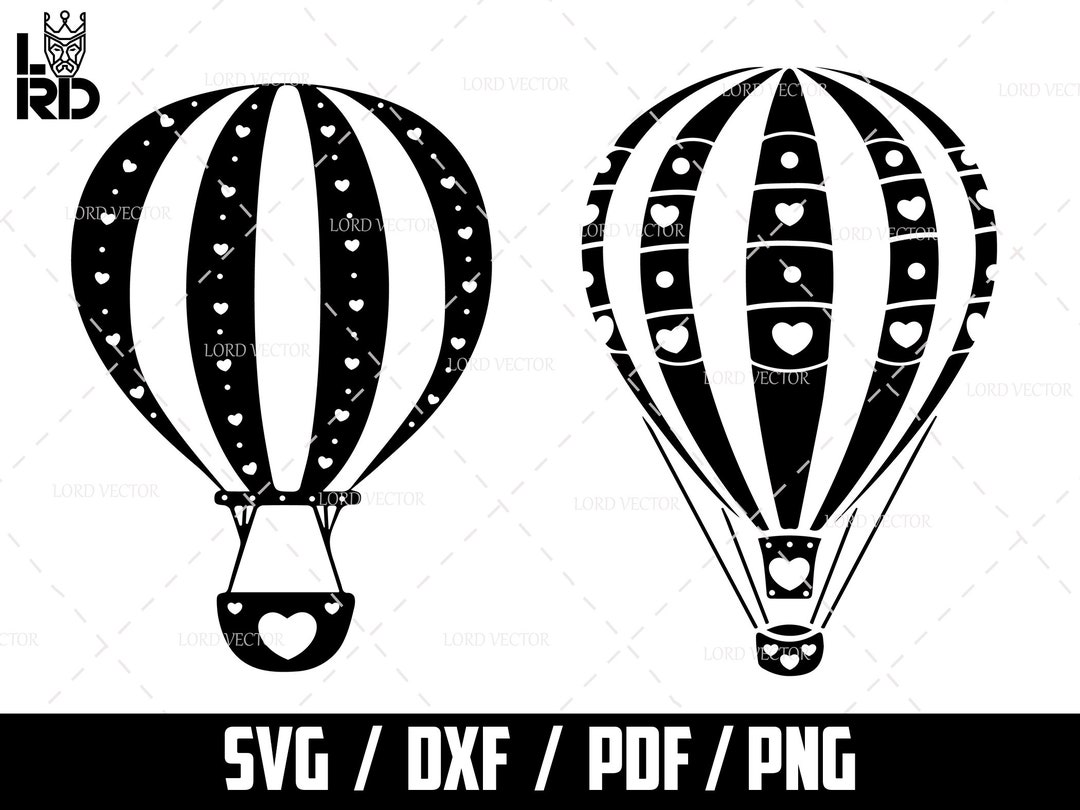 Hot Air Balloon SVG Bundle, Heart Air Balloons SVG Cutting File, Hot ...