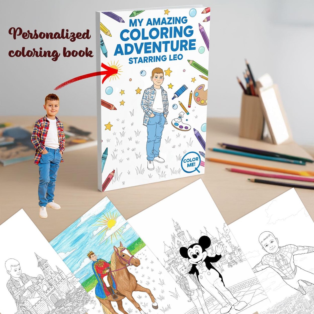 Custom Coloring Pages From Your Photos – 10 Pages With Customized Cover ...