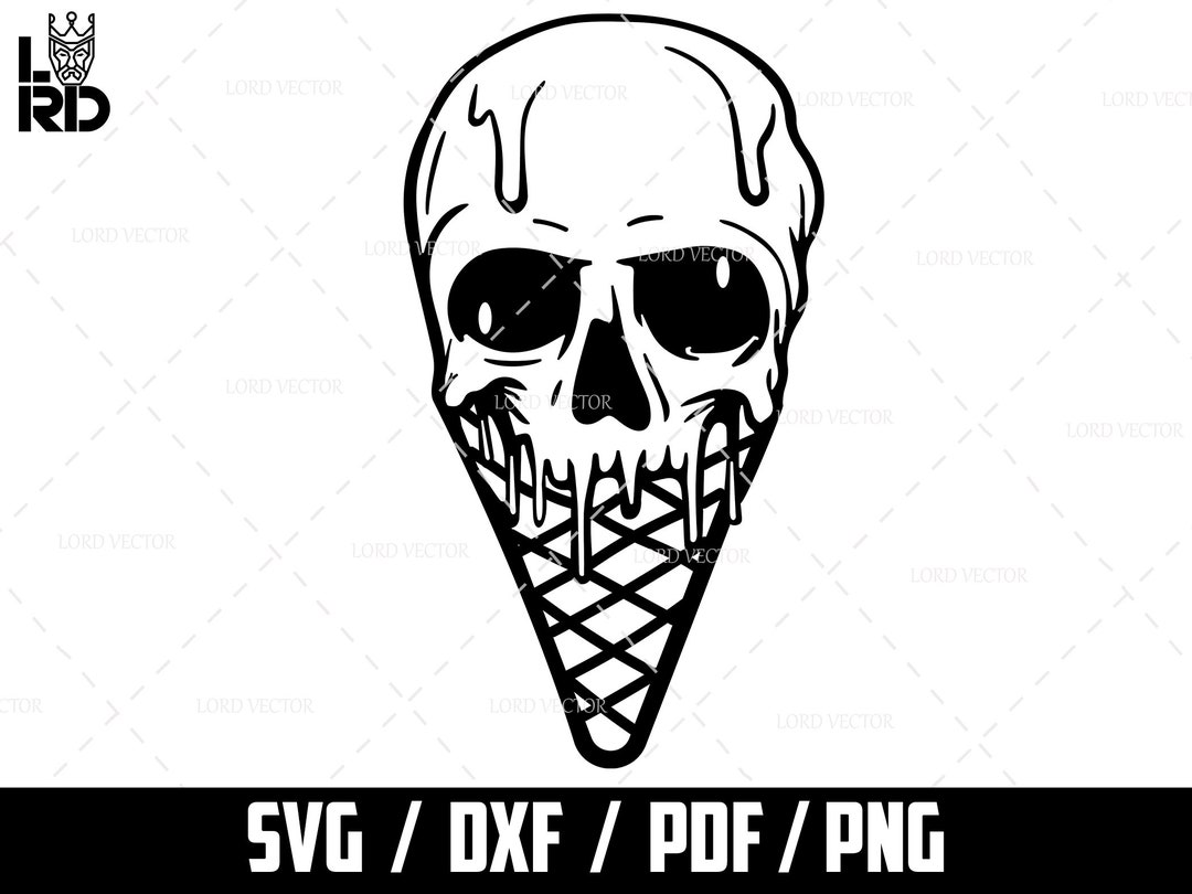 Ice Cream Skull SVG, Ice Cream Cricut Cutting File, Ice Cream Cone PNG ...