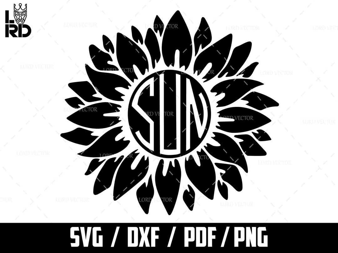 Sunflower Monogram SVG: Cricut Cut File, Silhouette (digital Download ...