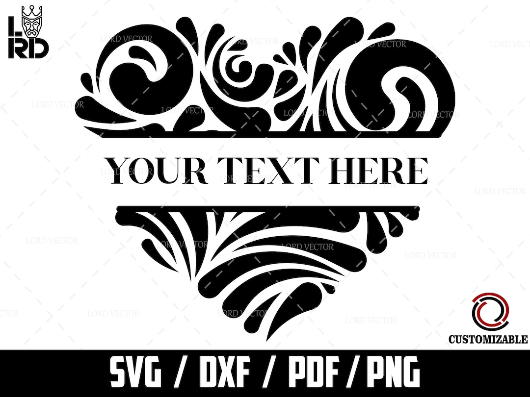 Heart Monogram Svg, Heart Name Frame, Heart Split Monogram Svg File for ...