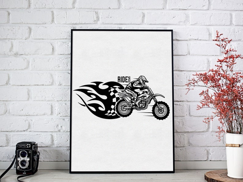 Flaming Motorcycle SVG Dirt Bike SVG Motorcycle Cut File - Etsy