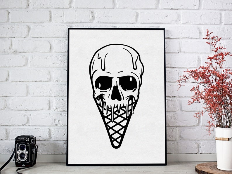 Ice Cream Skull SVG, Ice Cream Cricut Cutting File, Ice Cream Cone PNG ...