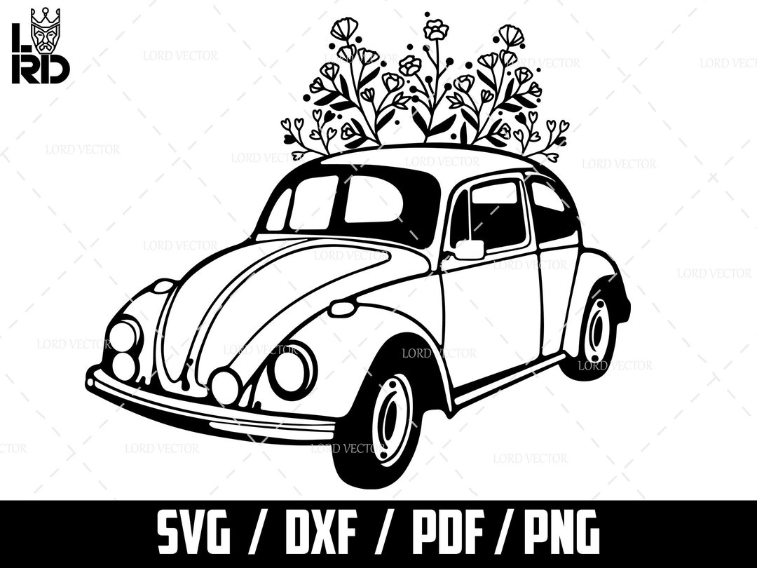 Floral Car SVG, Car With Flower Svg, Wedding Car Svg, Cute Car Cricut ...