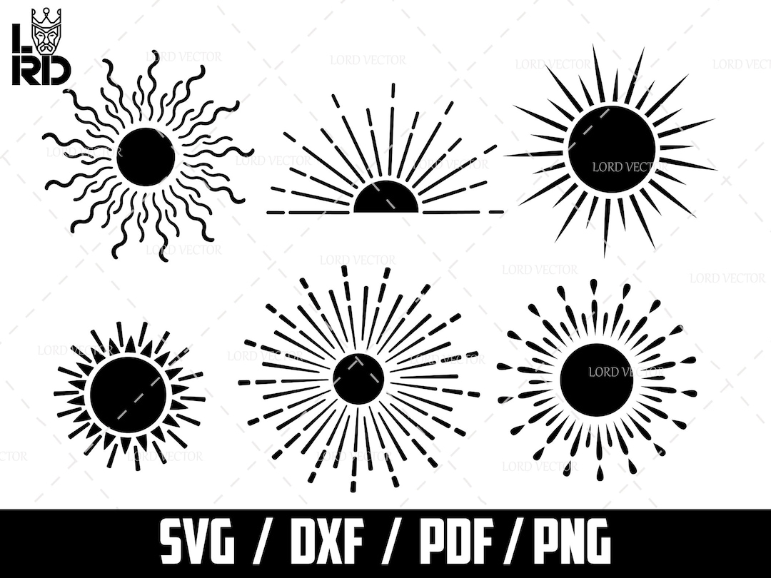 Boho Minimalist Sun Bundle, 6 Sun SVG Files for Cricut, Sun Silhouette ...