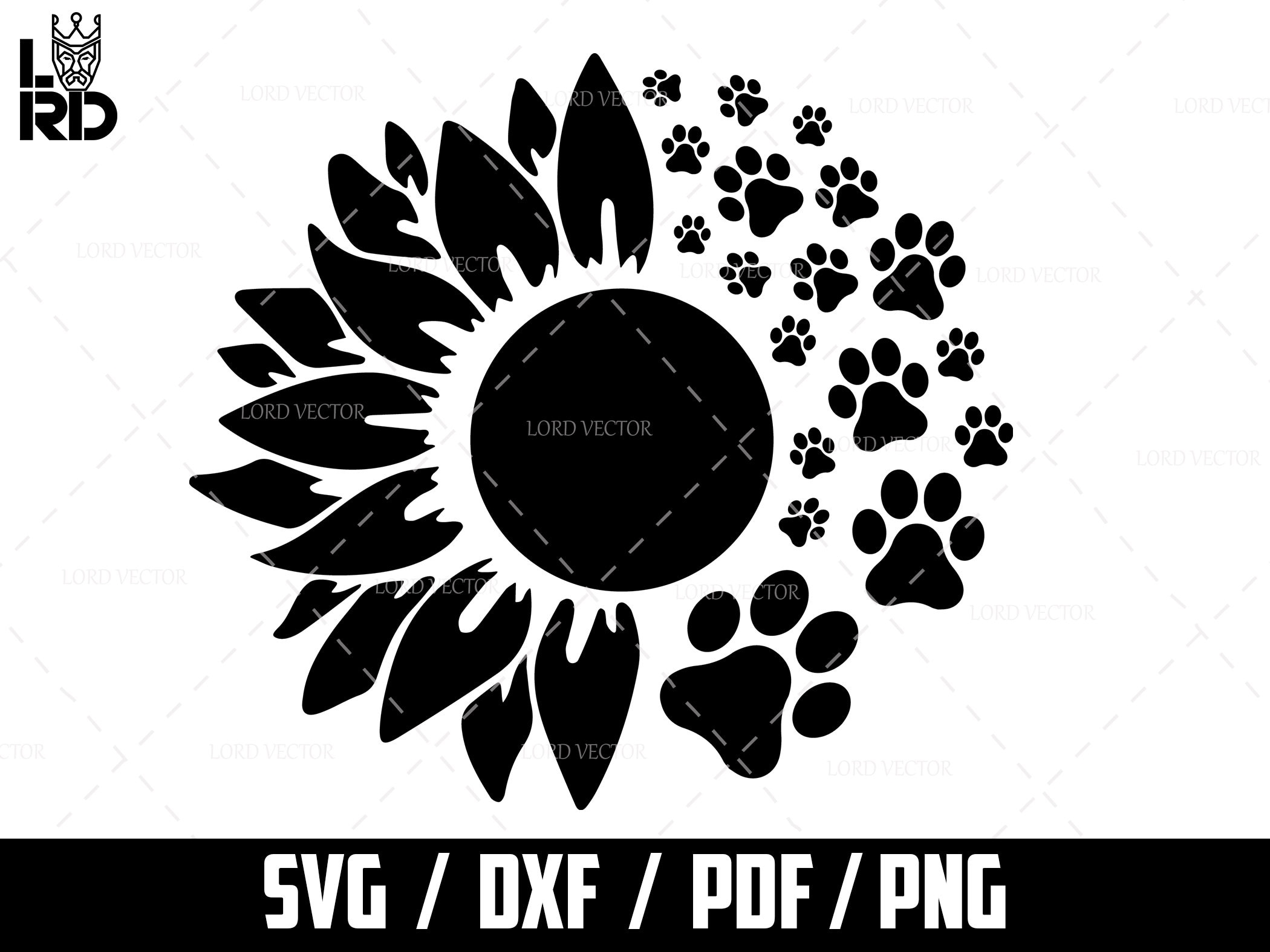 Sunflower Paw Print SVG, Sunflower Mama Svg, Sunflower Paw Svg ...