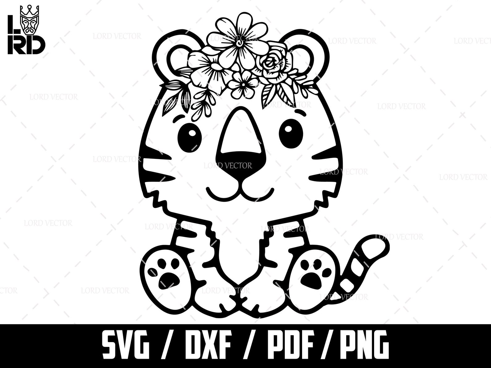 Baby Tiger SVG, Cute Tiger Girl, Animal Silhouette Cricut, Tiger With ...