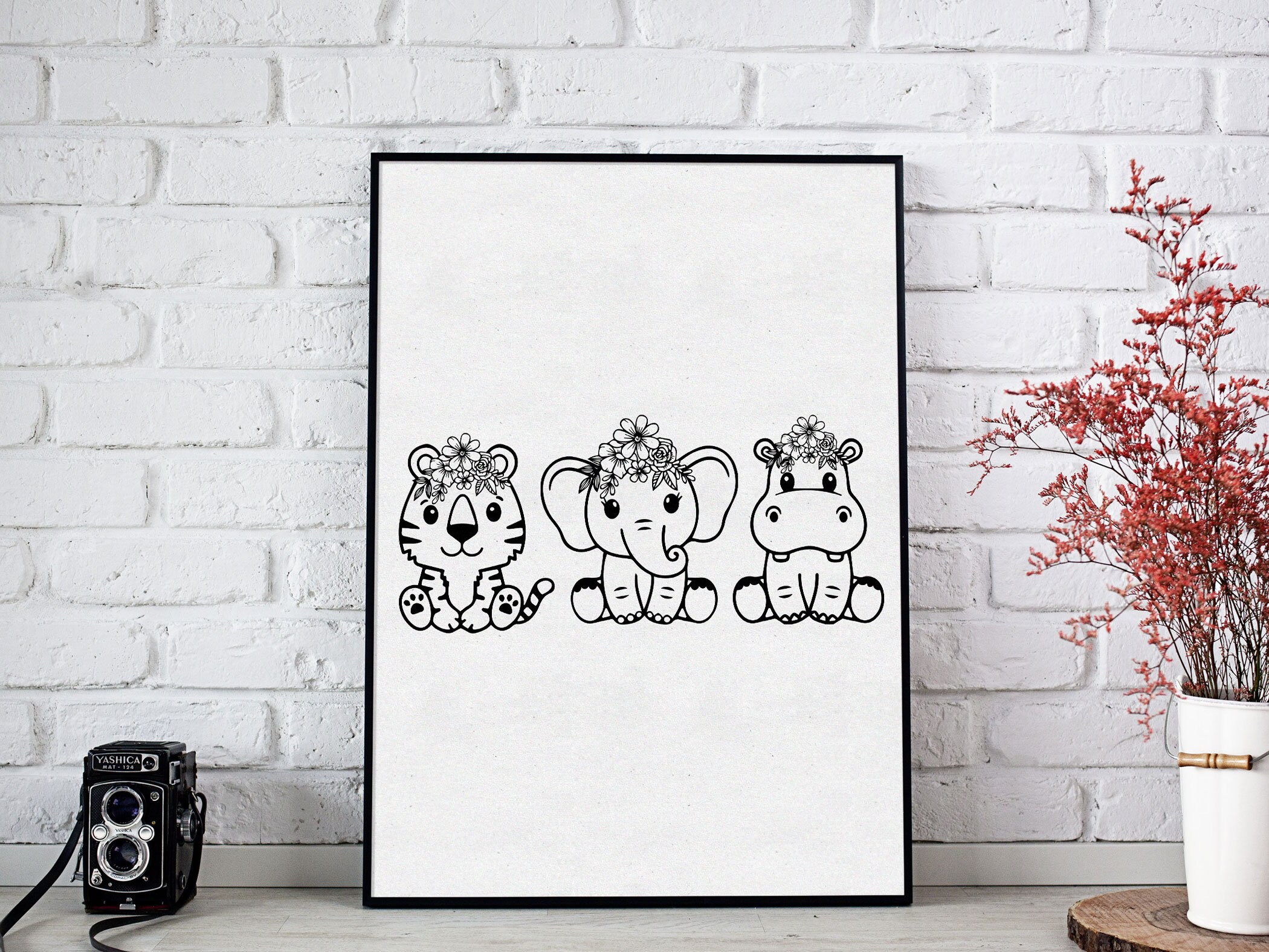 3 Animals Bundle SVG for Cut File, Cute Tiger & Elephant and ...