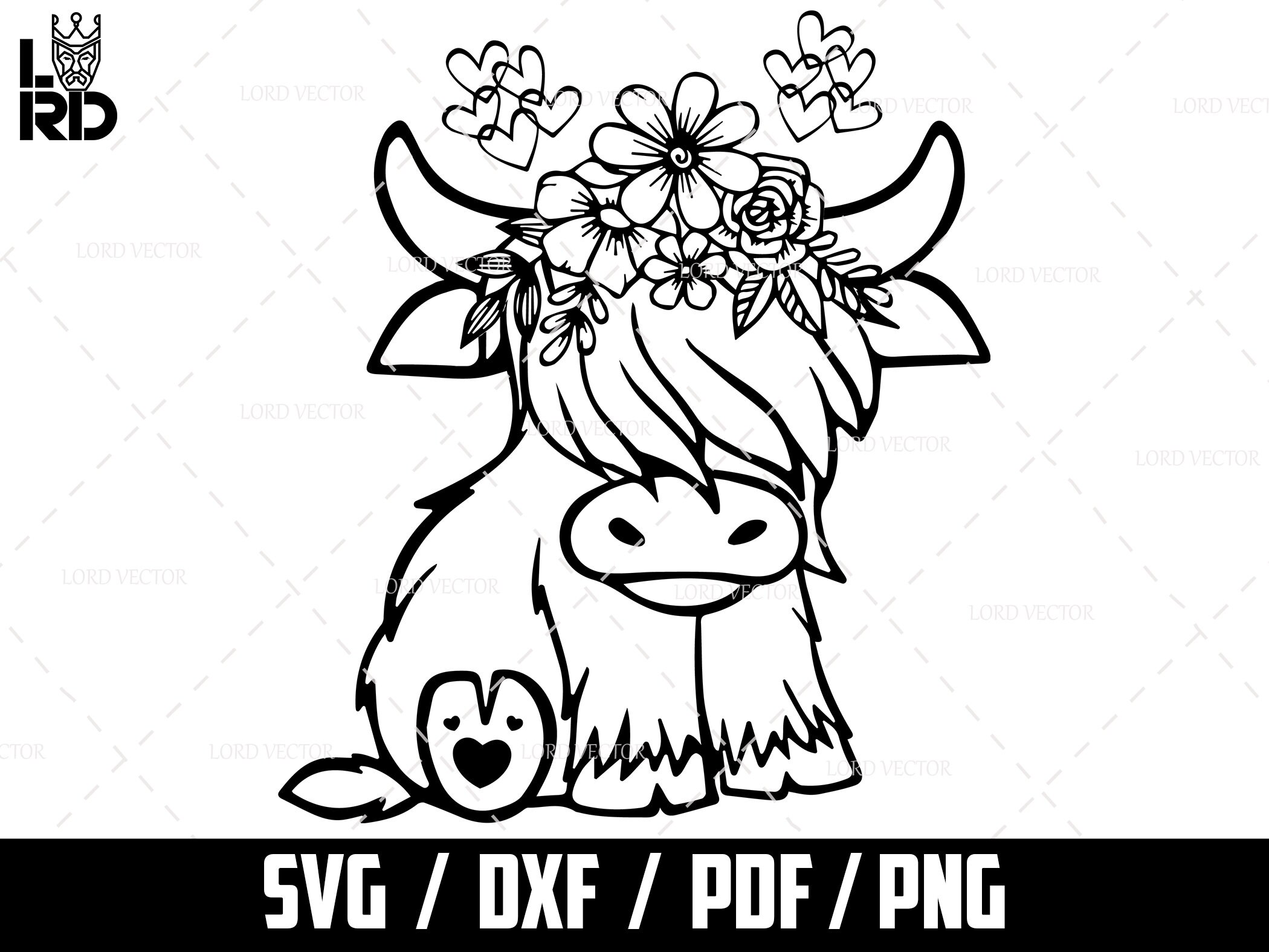 Cute Cow Svg Highland Cow PNG Baby Cow With Flower Cute Cow - Etsy UK