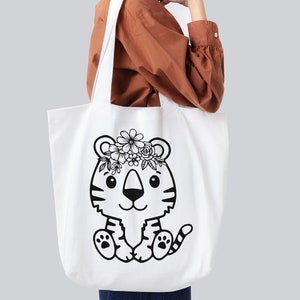 Baby Tiger SVG, Cute Tiger Girl, Animal Silhouette Cricut, Tiger With ...