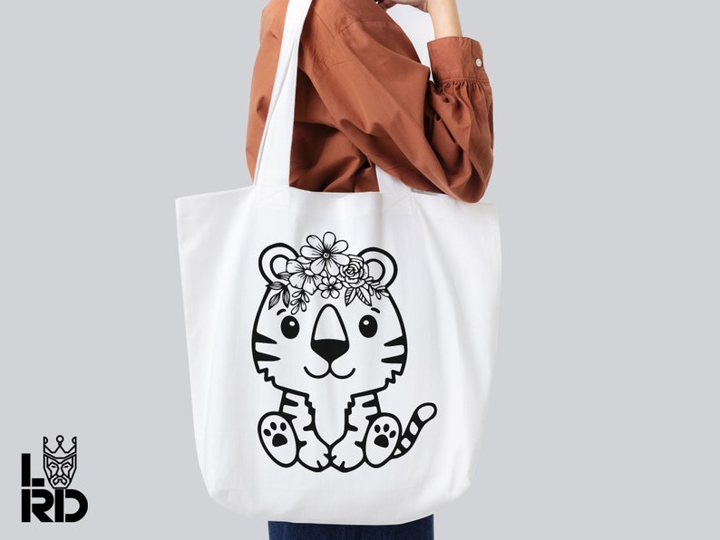Baby Tiger SVG, Cute Tiger Girl, Animal Silhouette Cricut, Tiger With ...