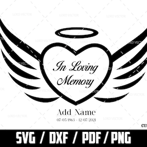 In Loving Memory SVG, Memorial PNG, Angel Wings Memorial, Goodbye SVG ...