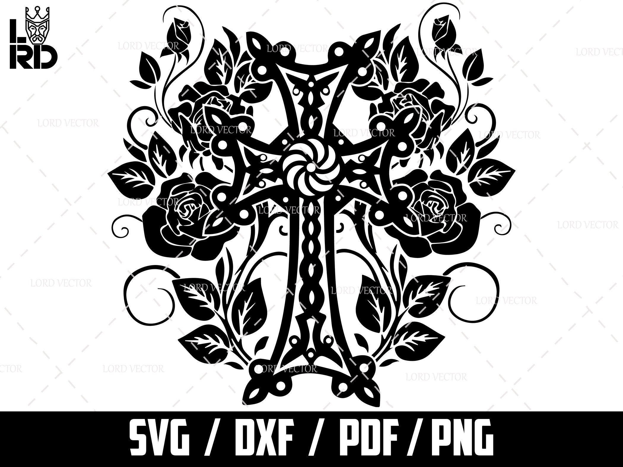 Cross With Roses SVG, Cross SVG File, Christian PNG, Religious Cross ...