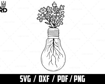 Floral Lightbulb SVG Flower Light Vector Lightbulb - Etsy
