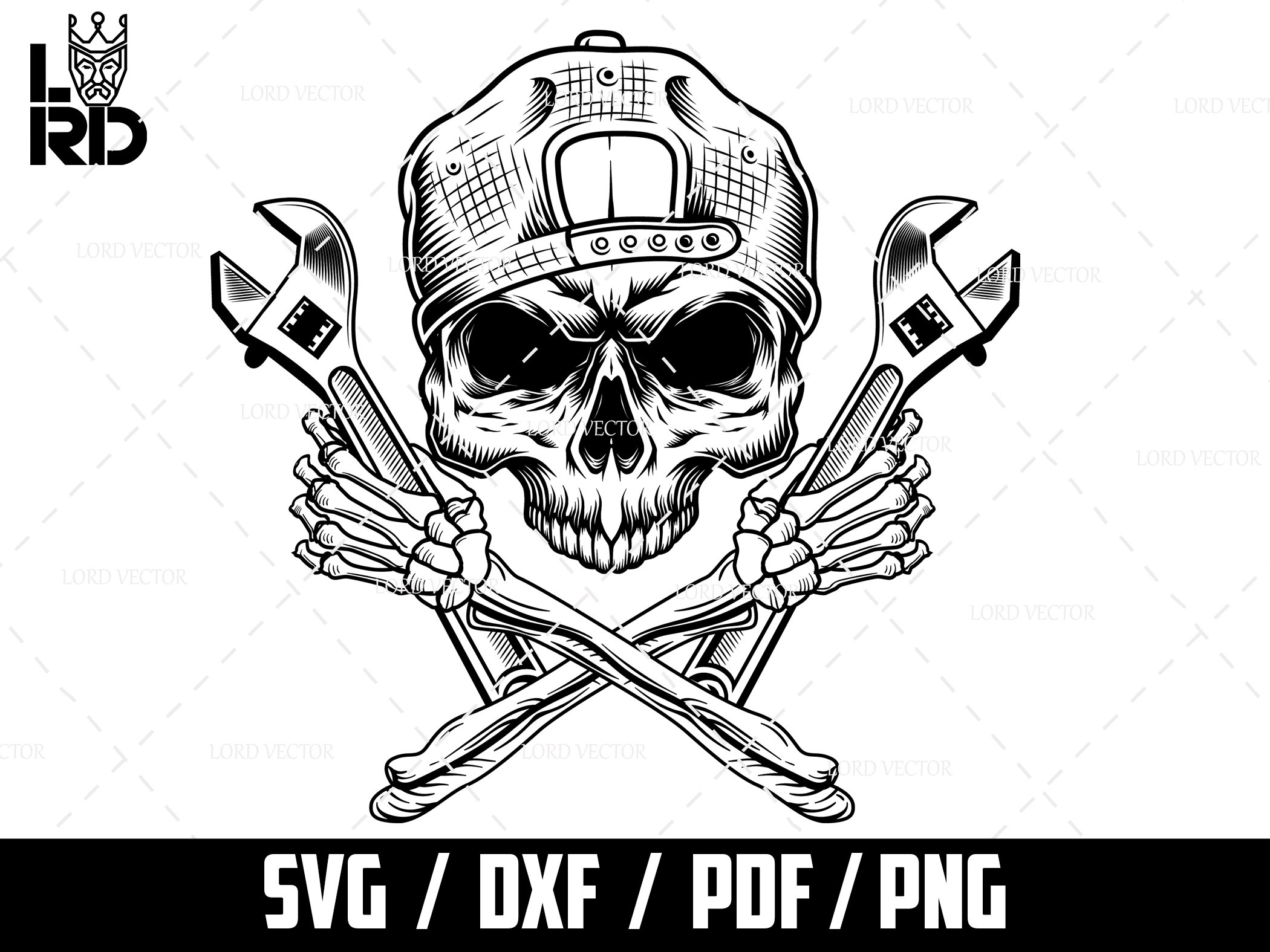 Skull Mechanic SVG: Wrench Tool Design (digital Download) - Etsy
