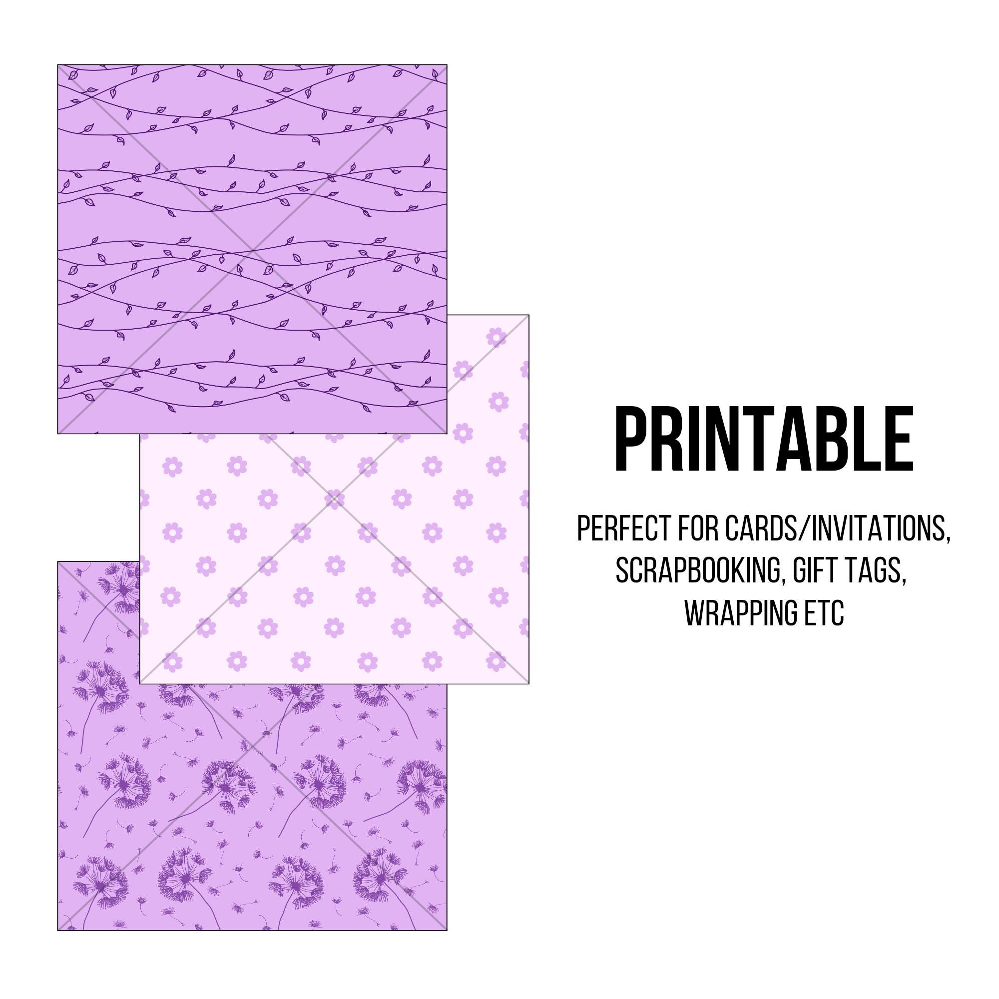 12 Purple Florals Digital Paper: Seamless, Printable, Free for Personal ...