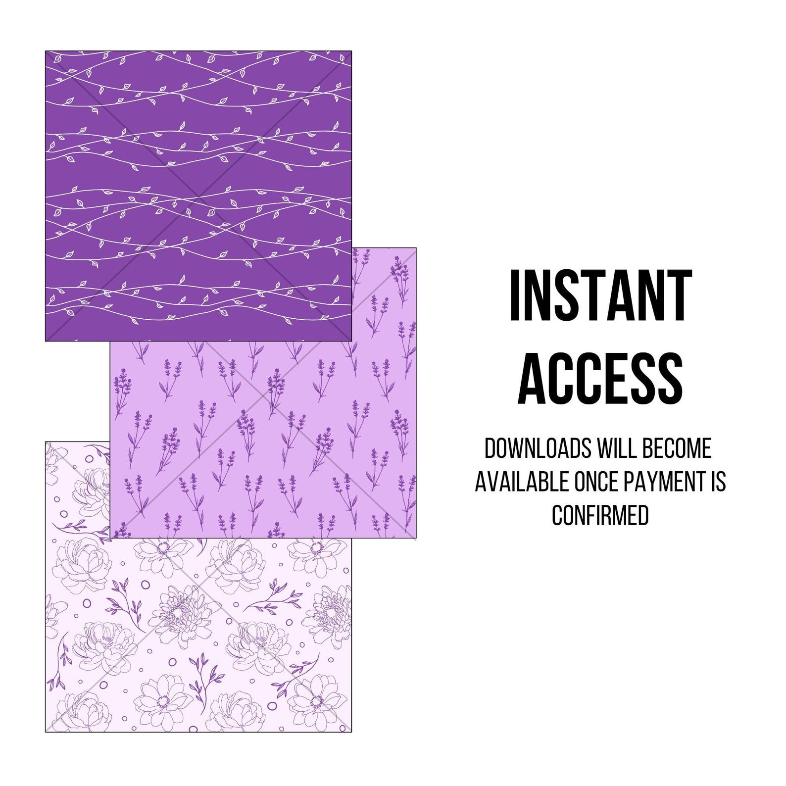 12 Purple Florals Digital Paper: Seamless, Printable, Free for Personal ...