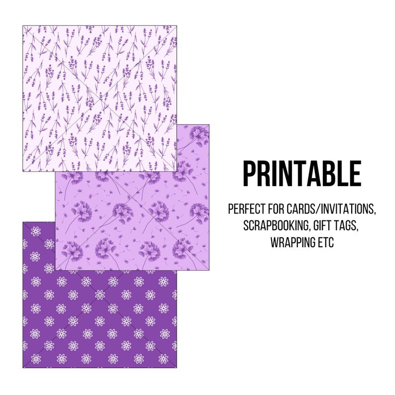 12 Purple Florals Digital Paper: Seamless, Printable, Free for Personal ...