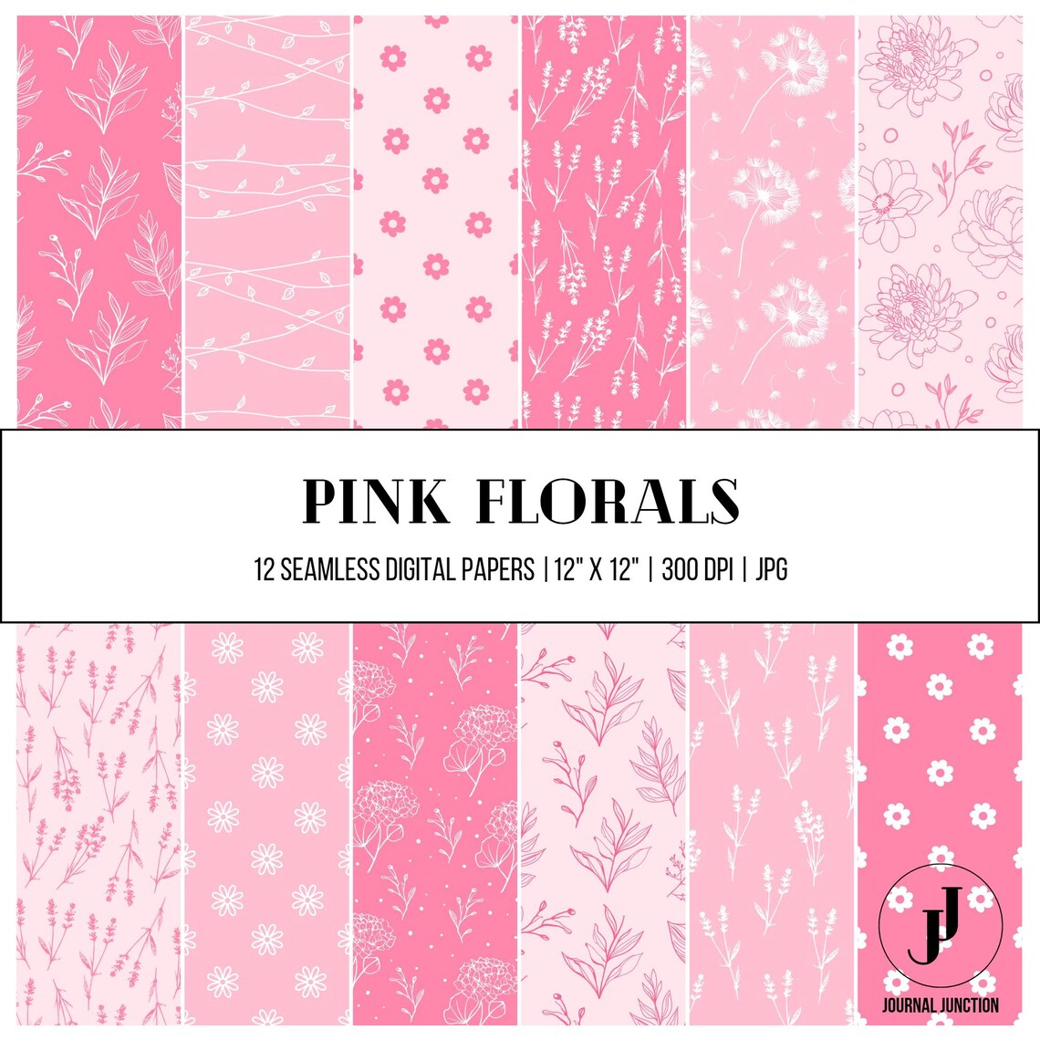 12 Pink Florals Digital Paper: Seamless, Printable, Free for Personal ...