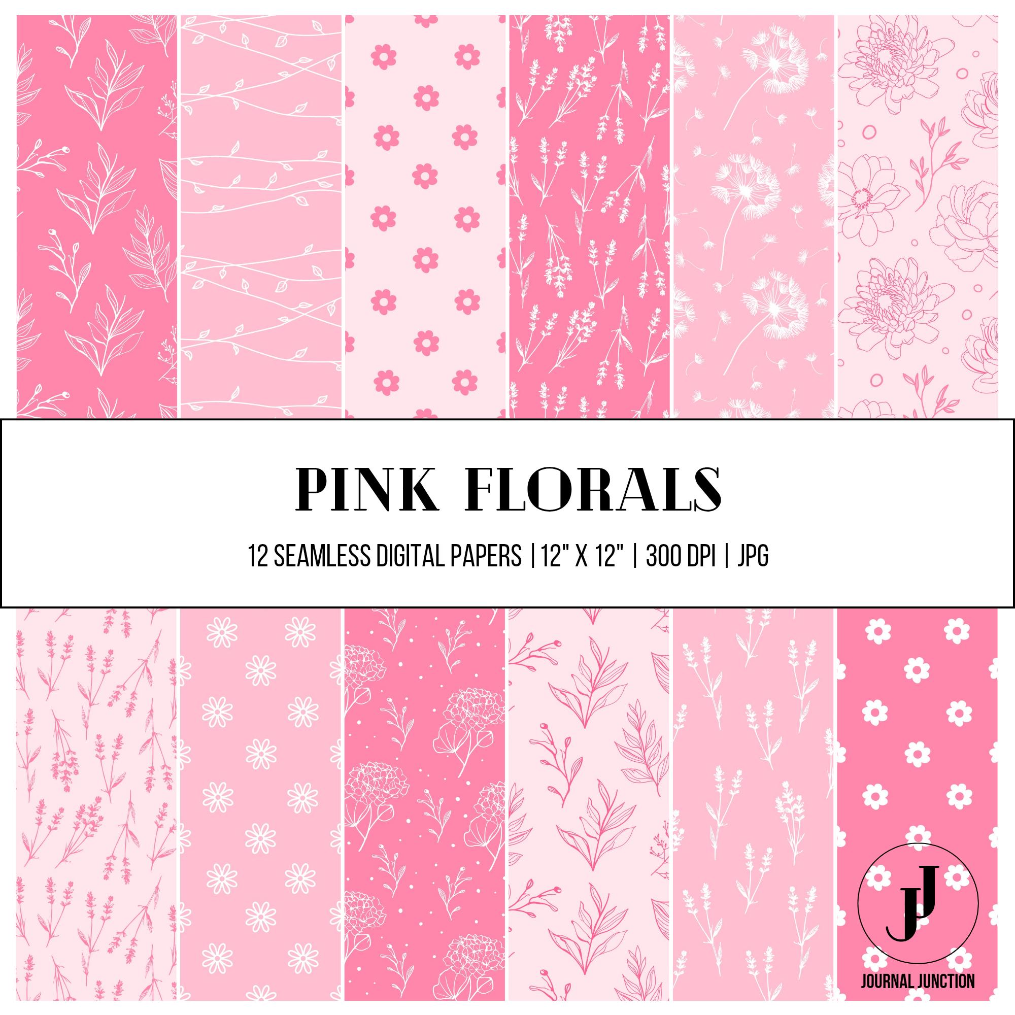 12 Pink Florals Digital Paper: Seamless, Printable, Free for Personal ...
